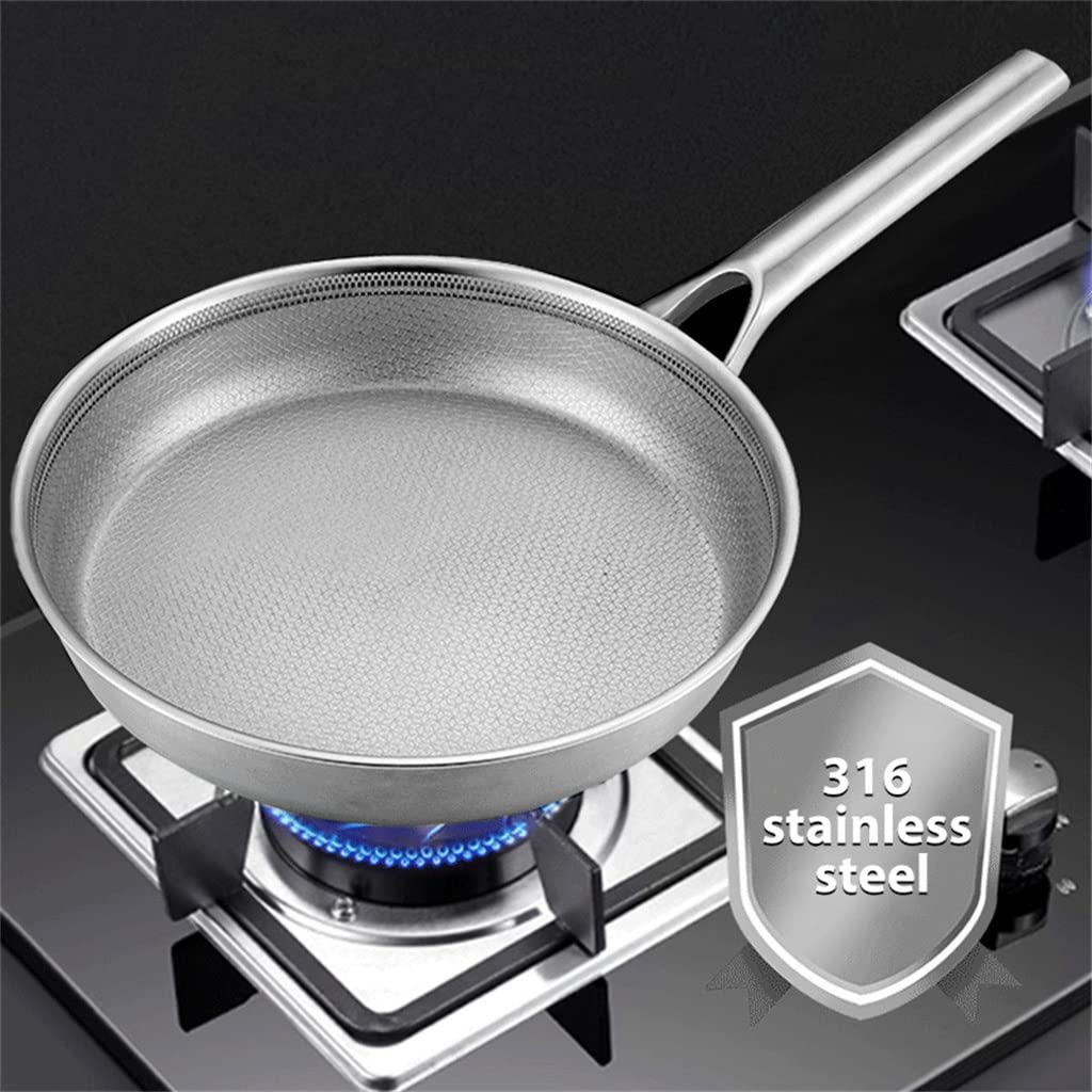DHTDVD Nonstick Frying Pan 316 Stainless Steel Pan Kitchen Fried Steak Pot Wok Electromagnetic Furnace General
