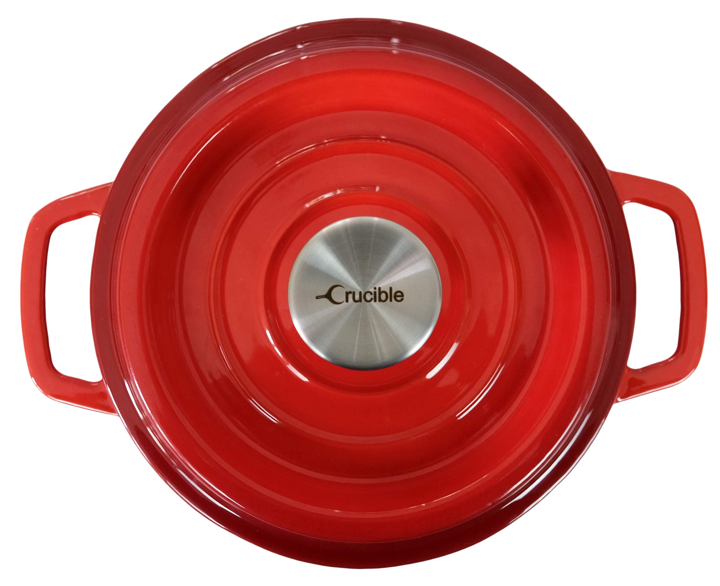 Enameled Cast Iron Dutch Oven Pot (7.87" / 20 cm diameter), Cocotte with Dual Handle and Cover Casserole Dish - Round Red