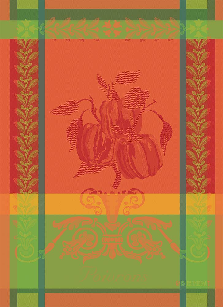 Garnier Thiebaut Poivron Paprika Kitchen Towel, 22"x30", Emerald