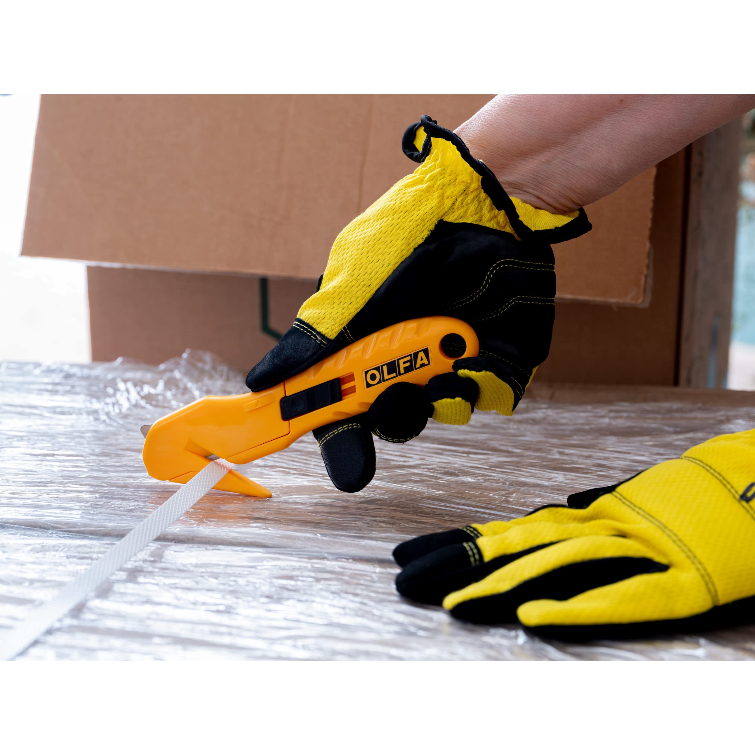 OLFA Concealed Blade Safety Utility Knife (SK-10) - Multi-Purpose Safety Cutter w/Concealed Blade, Tape Splitter, & Non Slip Ergonomic Handle, Replacement Blades: OLFA SKB-10 Safety Blades
