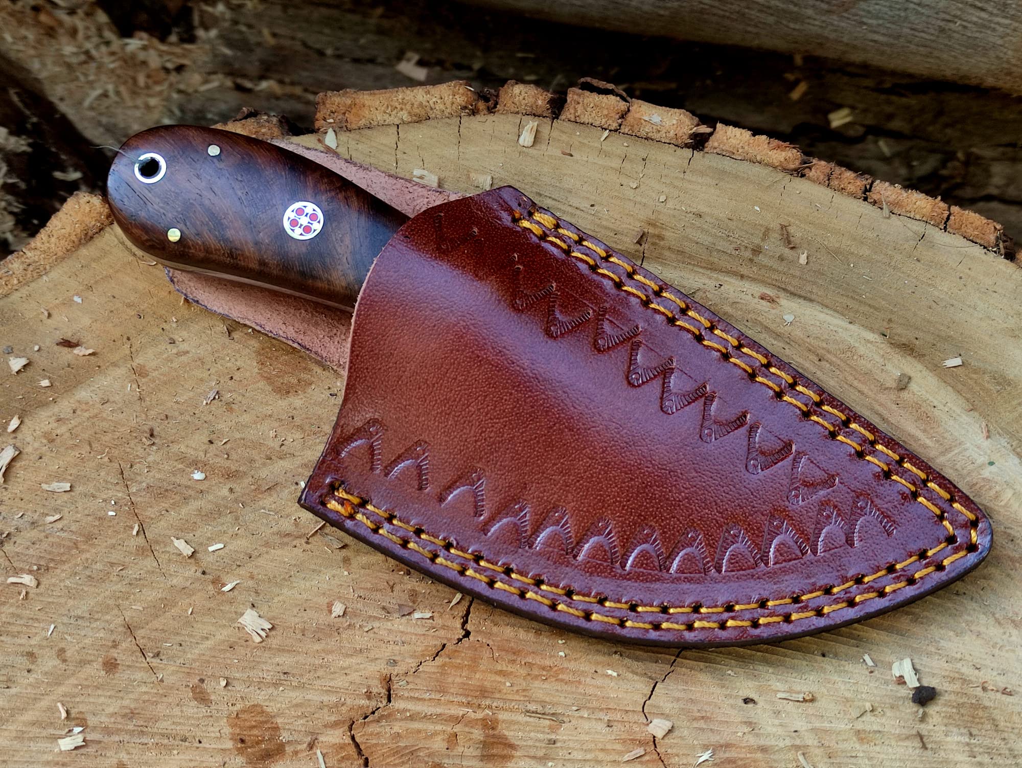 Handmade Damascus Steel Skinner Knife with sheath - 6.5 in Full Tang Fixed Blade Damascus Knife for Hunting Skinning Edc Jnr-3726
