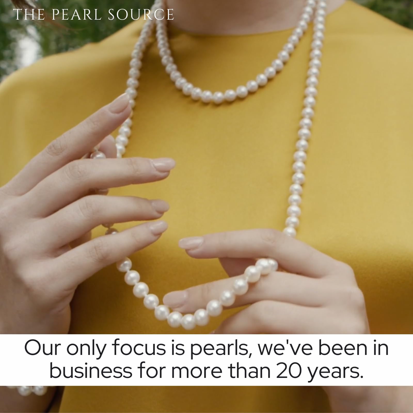 The Pearl Source Real Pearl Necklace for Women with AAA+ Quality Round White Freshwater Genuine Cultured Pearls | 14K Gold Clasp Yellow Gold
