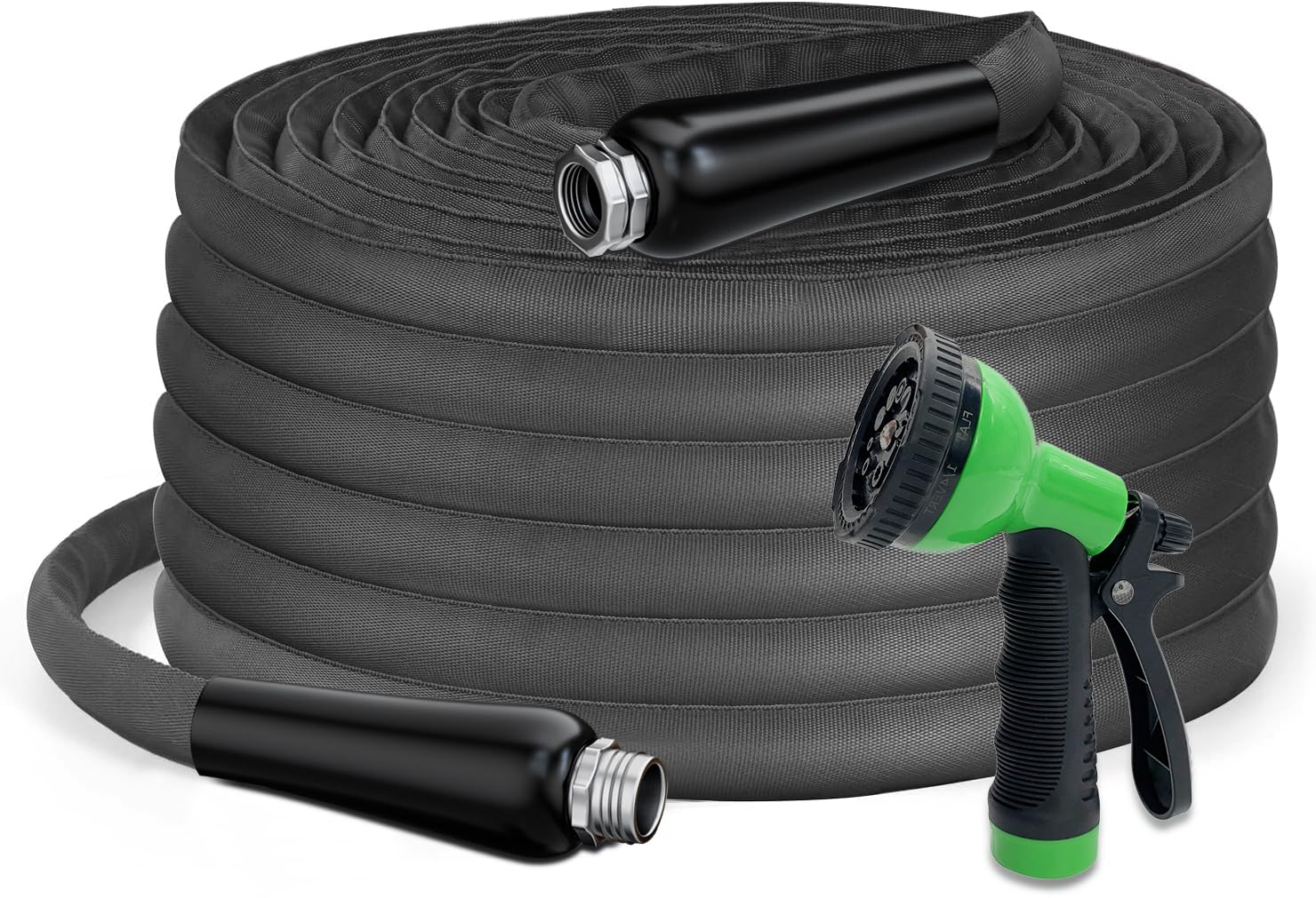 Garden Hose 100ft - Fabric Covered, NON-EXPANDABLE Water Hose,Lightweight Flexible Hose Pipe, Black (No Nozzle)