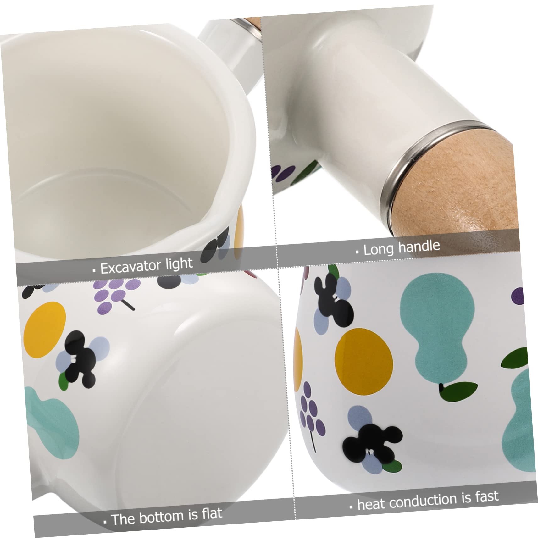 SHOWERORO Enamel Portable Butter Warmer and Small Milk Pan for Baby Food Ideal for Heating Milk and Melting Butter Enamel Construction with Handle