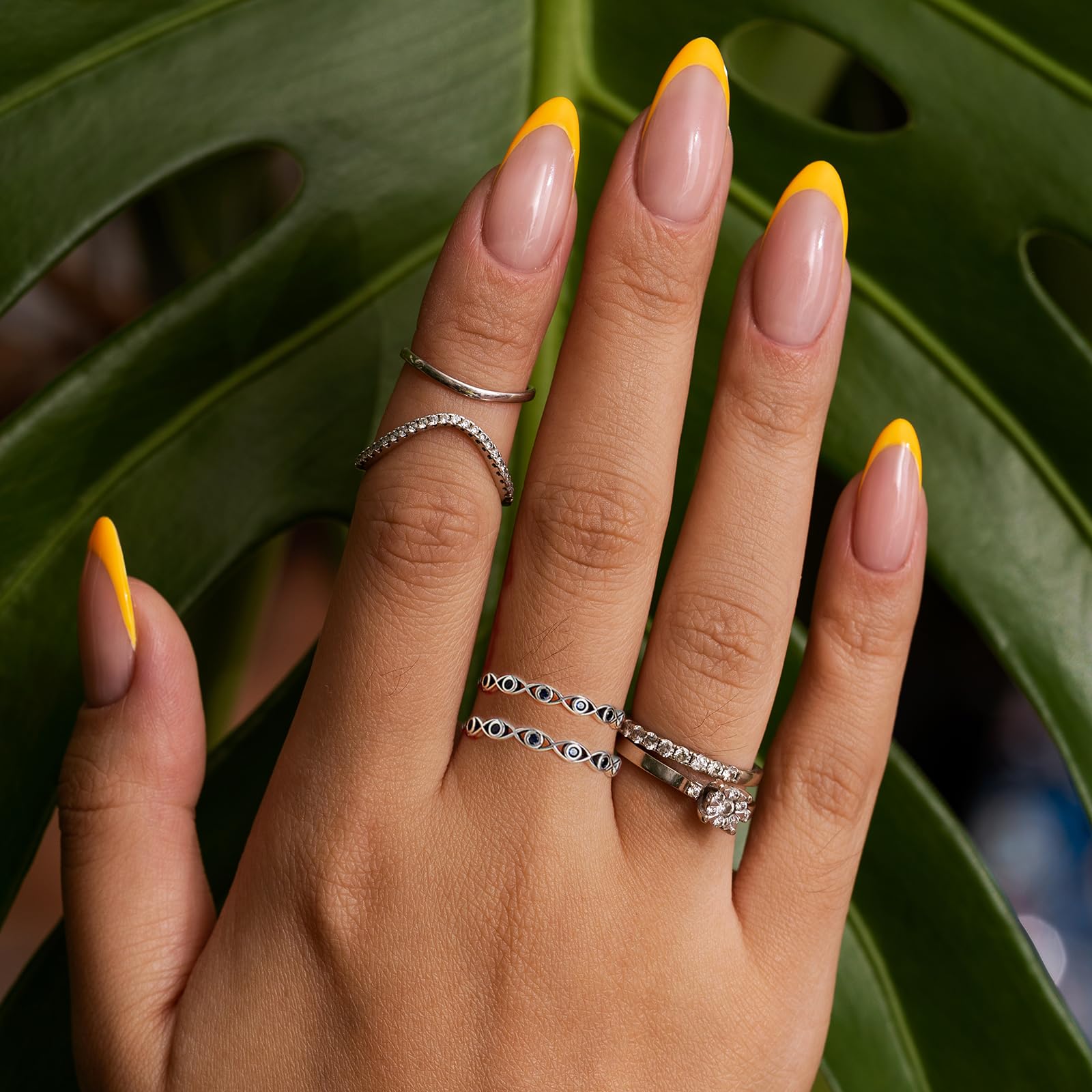 Evil Eye Infinity Ring for Women: 925 Sterling Silver Blue Eyes Stackable Rings Wedding Eternity Band Engagement Promise Cubic Zirconia Bands, Cute Rings Jewelry Birthday Presents Size 8