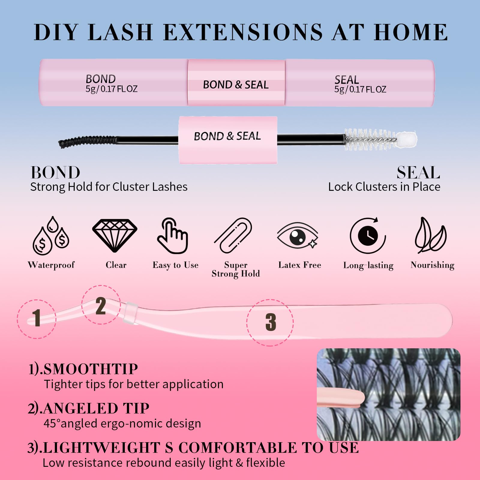 DIY Eyelash Extension Kit with 280 Pcs 30D+40D Lash Clusters, Bond and Seal and Lash Tweezers 9-16mm Mix Individual Lashes Kit for Eyelash Extensions Beginners Self Application DIY at Home, by KLHYIT
