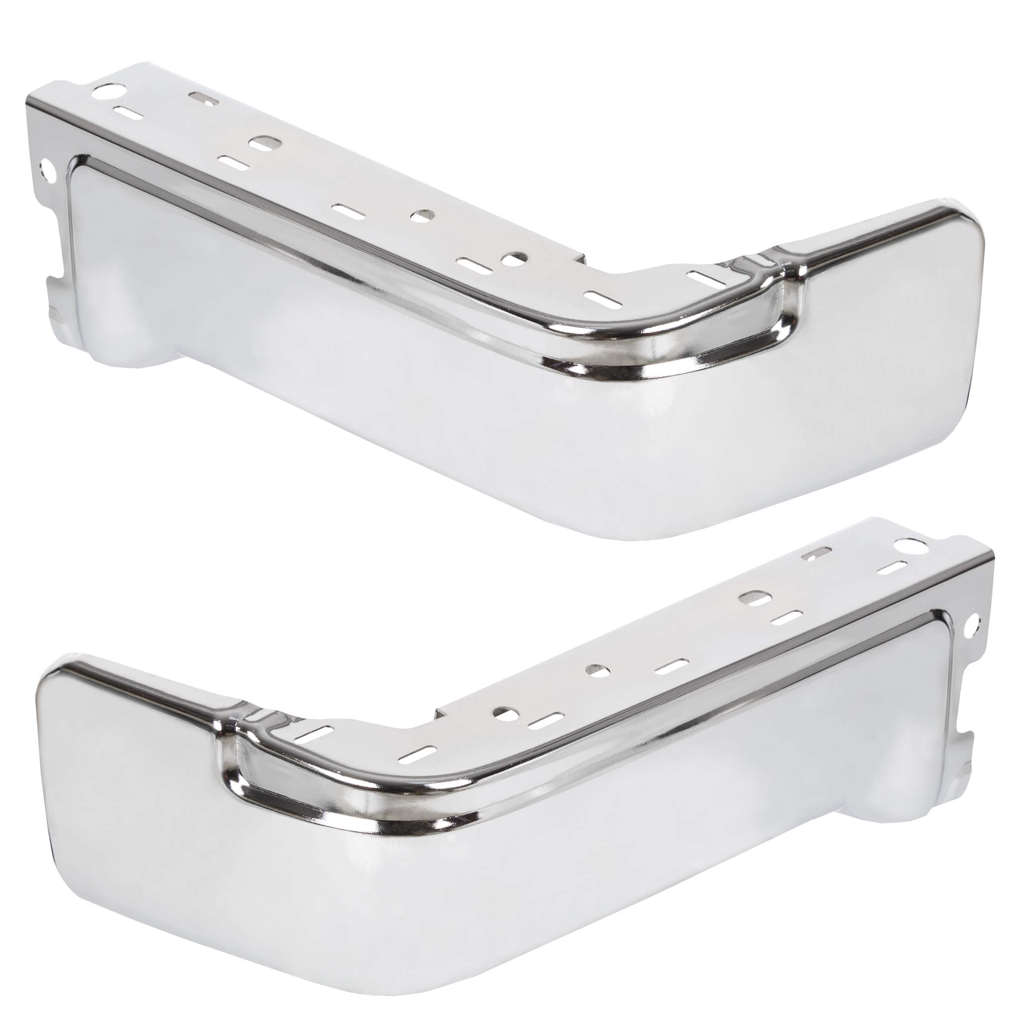 ECOTRIC Rear Step Bumper End Cap Cover Compatible with 2009-2014 Ford F150 Styleside Face Bar Driver Passenger Side W/O Sensor Hole Chrome 2 Packages
