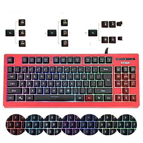 MAXBA Big Keyboard Professional Ultra-Slim Wired Keyboard for Desktop Laptop PC 87-Key Mechanical Feel RGB Backlight Wired Gaming Keyboard