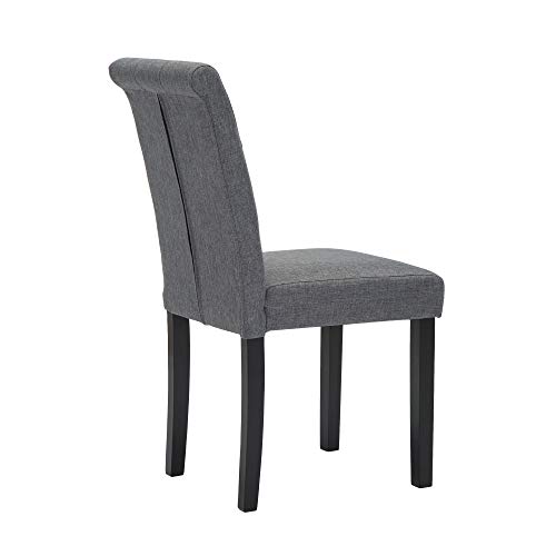 thksbought Set of 6 Chairs Upholstered Fabric Dining Chairs with Button-Tufted Details (Gray)