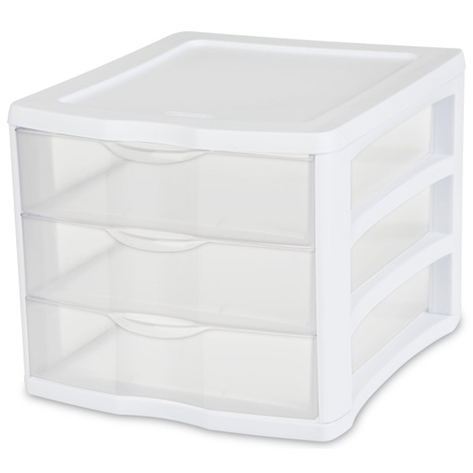 Sterilite ClearView Compact Stacking 3 Drawer Storage Organizer System for Crafting Supplies, Home Office, or Dorm Room, (16 Pack)