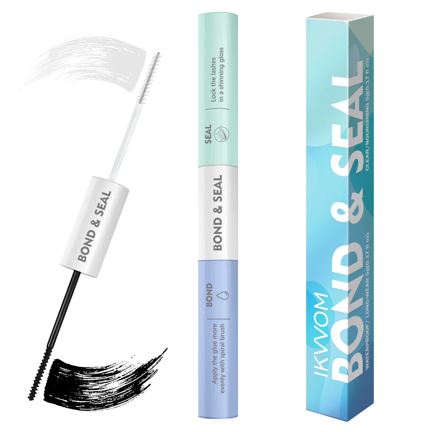 IKVVOM Lash Bond and Seal, Cluster Eyelash Glue for DIY Eyelash Extension, Cluster Lash Adhesive Infused with Biotin and Vitamin E, Super Strong Hold & Latex Free.