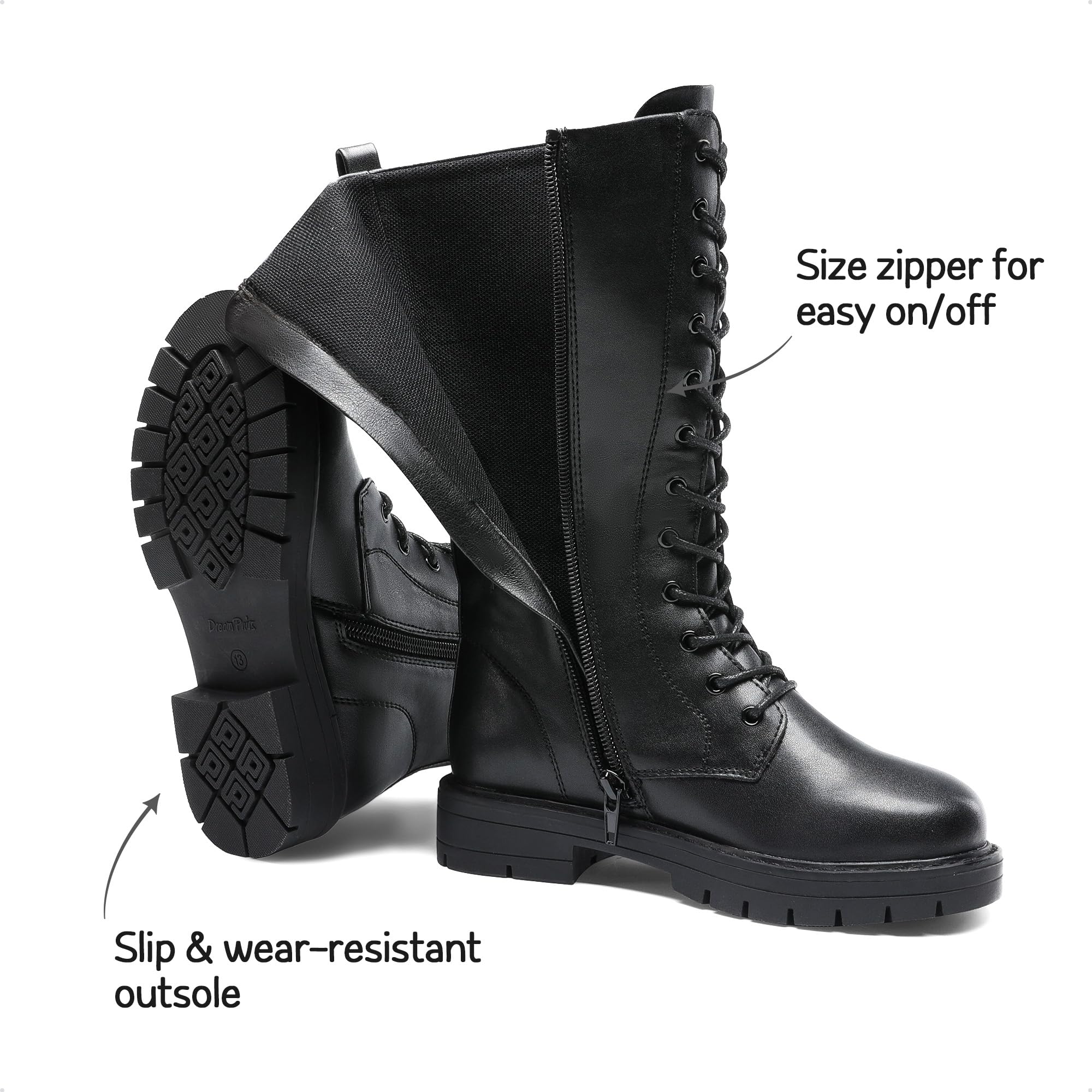 DREAM PAIRS Girls Riding Boots Knee High Side Zipper Mid Calf Shoes SDBO2216K Black-1 Size 12 Little Kid