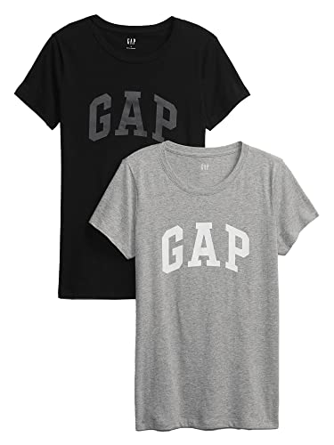 GAP Womens Logo T-Shirt Heather Grey Black