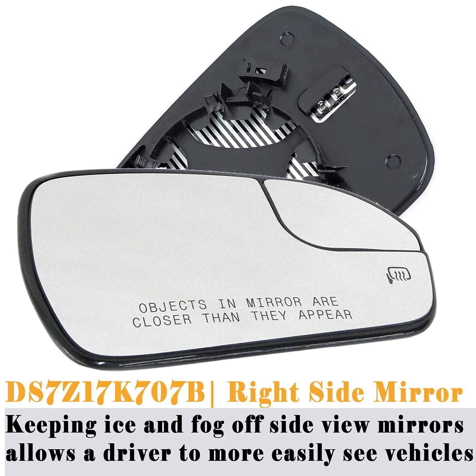 DS7Z17K707B Fusion Passenger Side Mirror Compatible with 2013-2020 Ford Fusion Right Power Heated Convex Mirror Glass