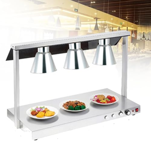 MTTXY Food Heat Lamp - Adjustable Temperature Food Warmer, Commercial Countertop Food Warming Light, Stainless Steel Warming Light Dump Station,3heads