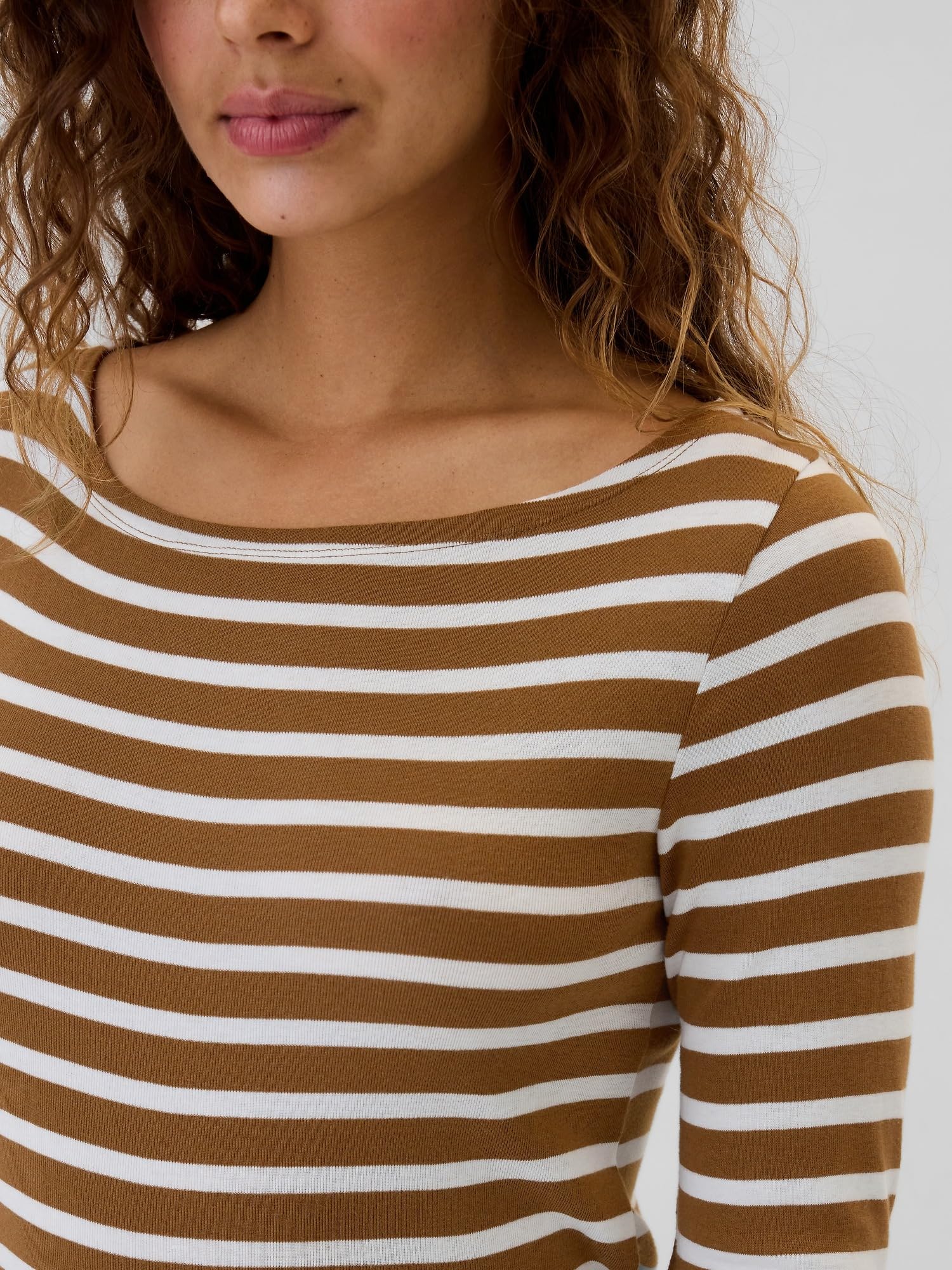 GAP Womens Long Sleeve Favorite Boatneck Light Heather Grey