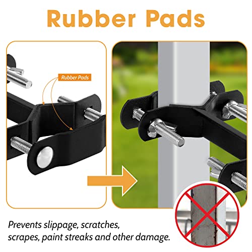 Vinazone Patio Umbrella Holder, Heavy Duty Deck Umbrella Mount, Umbrella Holder for Deck Railing, Deck Mount Umbrella Holder, Umbrella Deck Mount, Umbrella Clamp for Fence, Railing, Deck- 4Pack -Black