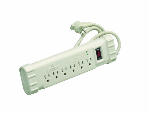Leviton S1000-PS Office Grade Surge Strip with Six Outlets, 6-Foot Cord, For General Home and Office Use, Beige