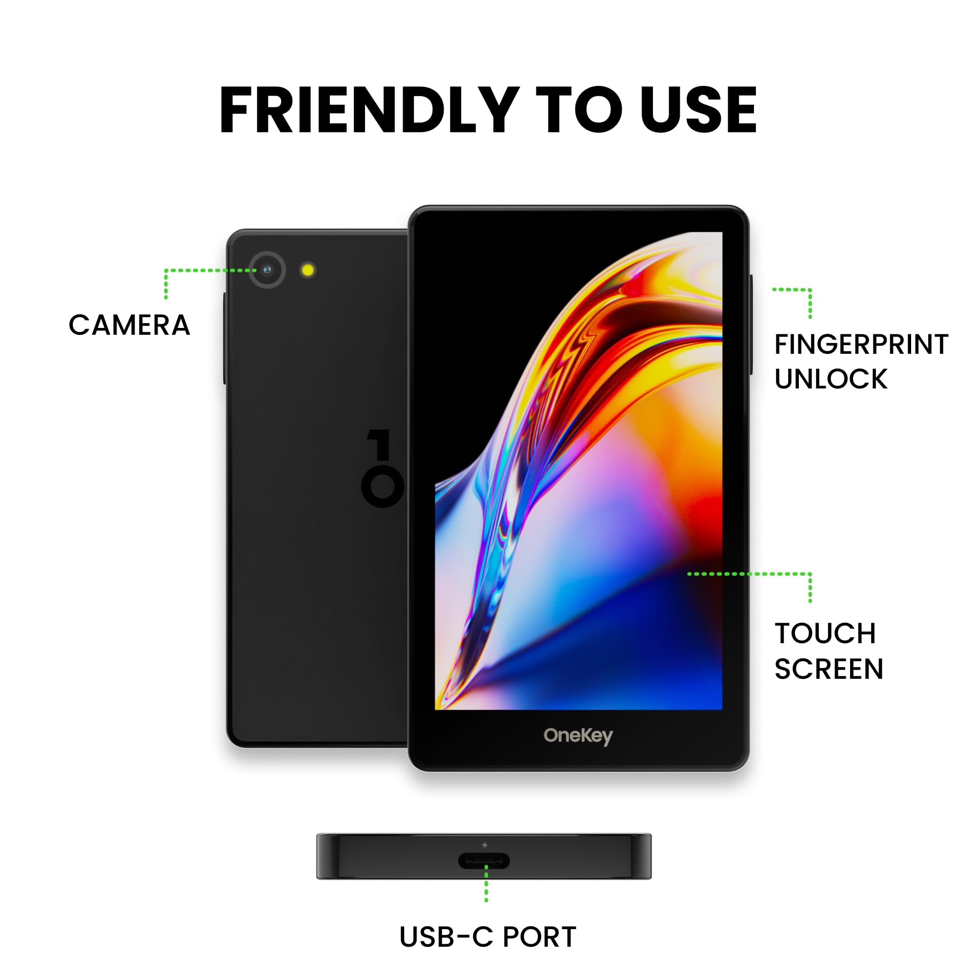 OneKey Pro Crypto Hardware Wallet - 4 EAL 6+ Highest Security Chips, 5000+Coins & NFT, Anti-Tamper 3.5" Touchscreen, HD Camera & Bluetooth, Fingerprint Unlock, Cold Storage for BTC, ETH, SOL, BNB...