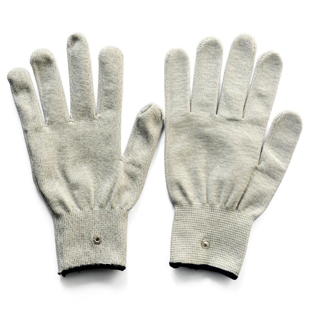 Pair of Conductive Fiber Electrode Gloves With Conductive Massage Socks With Adapter Electrode Lead Wires for TENS/EMS Machine