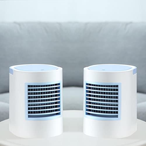 NOLITOY Portable Air Conditioner Fan, Mini Air Cooler Oval USB Air Cooling Fan for Home Office Outdoor Personal Use (Blue)