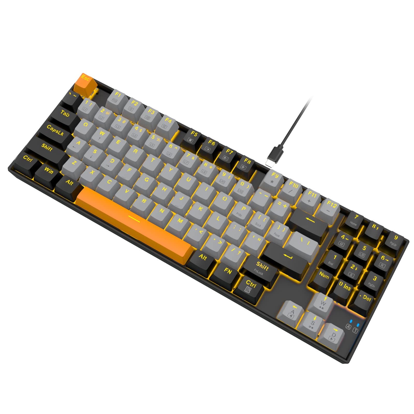 E-YOOSO Mechanical Keyboard, Wired Compact LED Backlit Computer Keyboard with Number Pad, 89 Keys Mechanical Gaming Keyboard with Linear Red Switch for Windows/Mac, Laptop/PC
