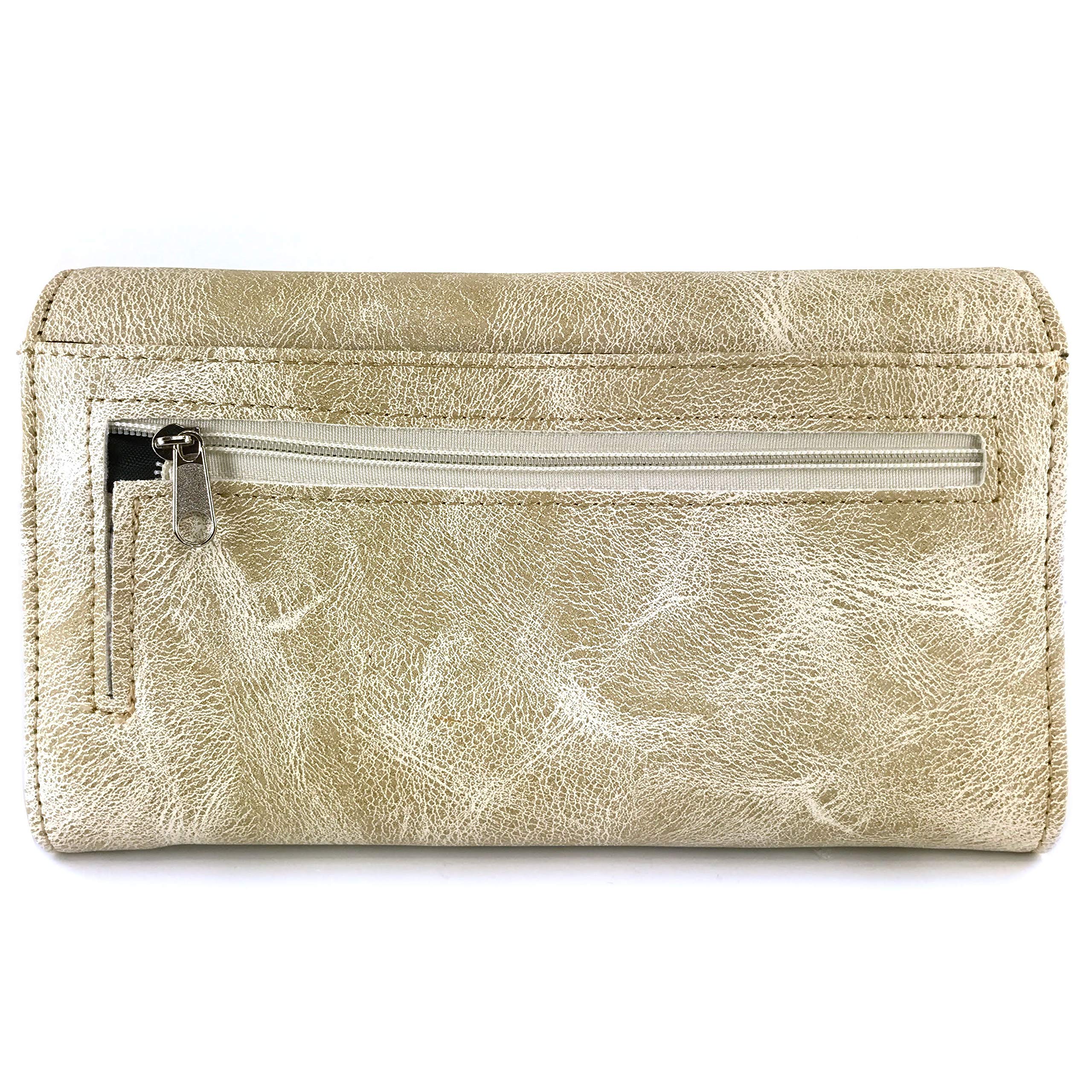 Zelris Design Native Longhorn Cow Skull Cactus Feather Color Crossbody Trifold Wallet (Turquoise)