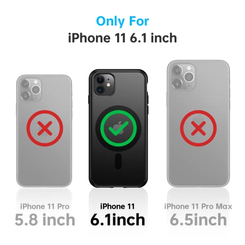 Meifigno Magnetic Case for iPhone 11 Case, [Military Grade Drop Tested & Comaptible with Magsafe], Translucent Matte PC with Soft Edges, Shockproof Phone Case for iPhone 11 6.1 inch (2019), Black