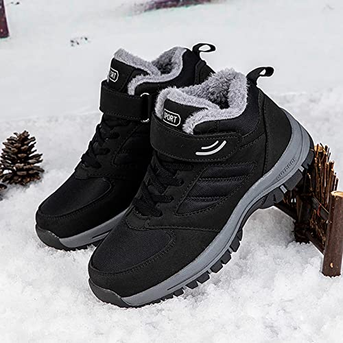 FASDNENDYS Waterproof Winter Boots Couple Models Men's Middle Aged and Elderly High Top Mens Sneaker Shoes Size 10 New Black