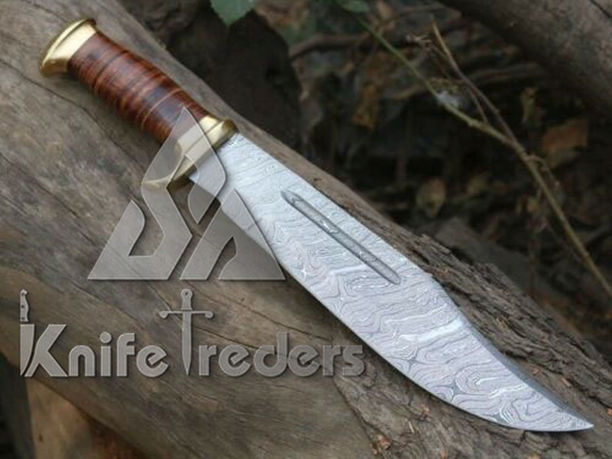 DSK-186 18 Inch Custom Handmade Damascus Steel Hunting Crocodile Dundee Bowie Knife