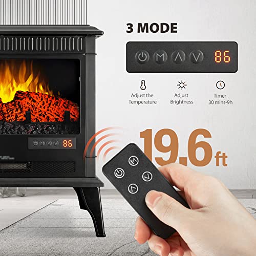 GADEN Fireplace heaters for Indoor use Logs with Lights 5 Adjustable Brightness Timer Remote Control