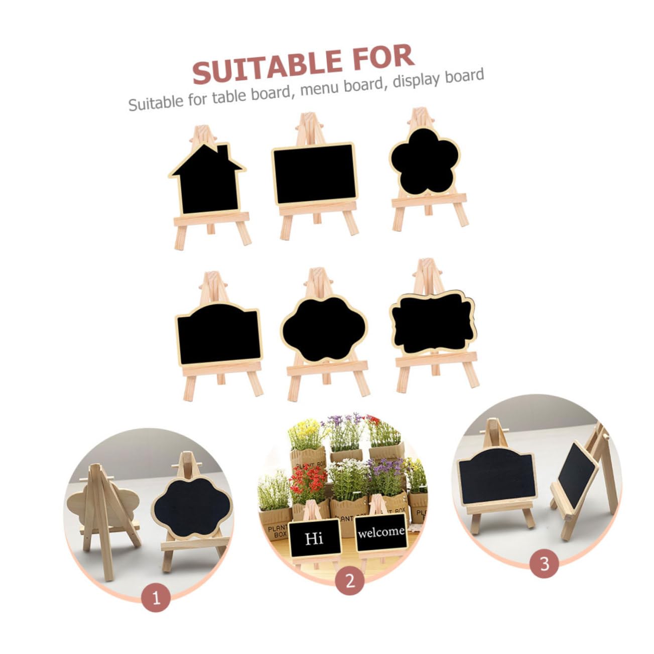 Garneck 6pcs Valentine's Day Message Board Mini Message Board Easel Stand Chalkboard Message Blackboard Wooden Message Board with Easel Stand Message Board Signs Pine Wood Household Card