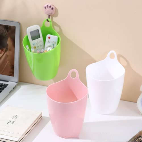JIBIACB Plastic Small Trash Can, Mini Trash Can,Wall Mounted Trash Can Wastebasket,Garbage Container Bin for Bathroom, Powder Room, Bedroom, Kitchen, Craft Room, Office (Pink)