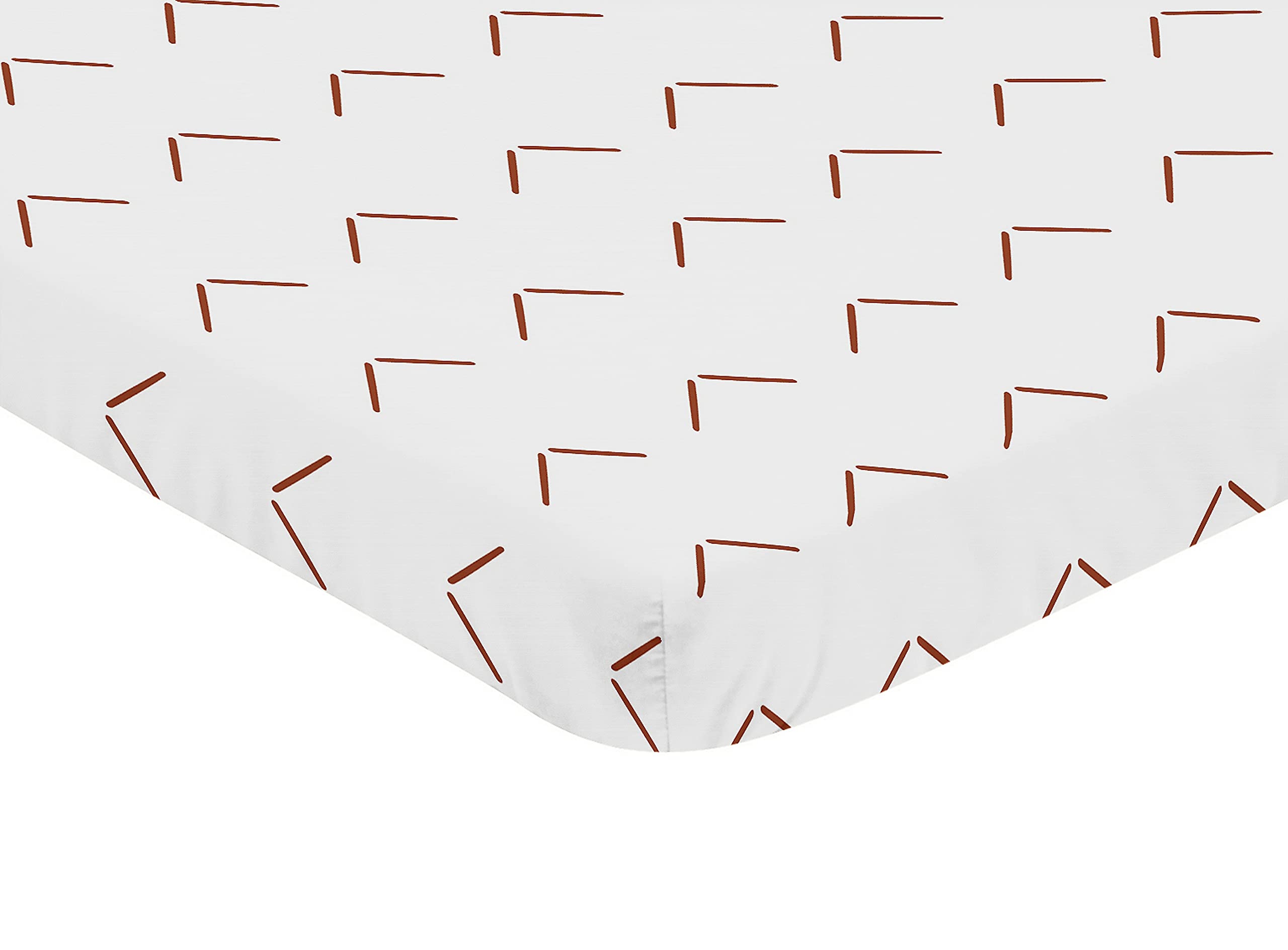 Sweet Jojo Designs Orange Arrow Boy Girl Fitted Mini Crib Sheet Baby Nursery Portable Crib Pack Play - Rust White Chevron Geometric Herringbone Mod Dino Modern Dinosaur Boho Dinosaurs Gender Neutral