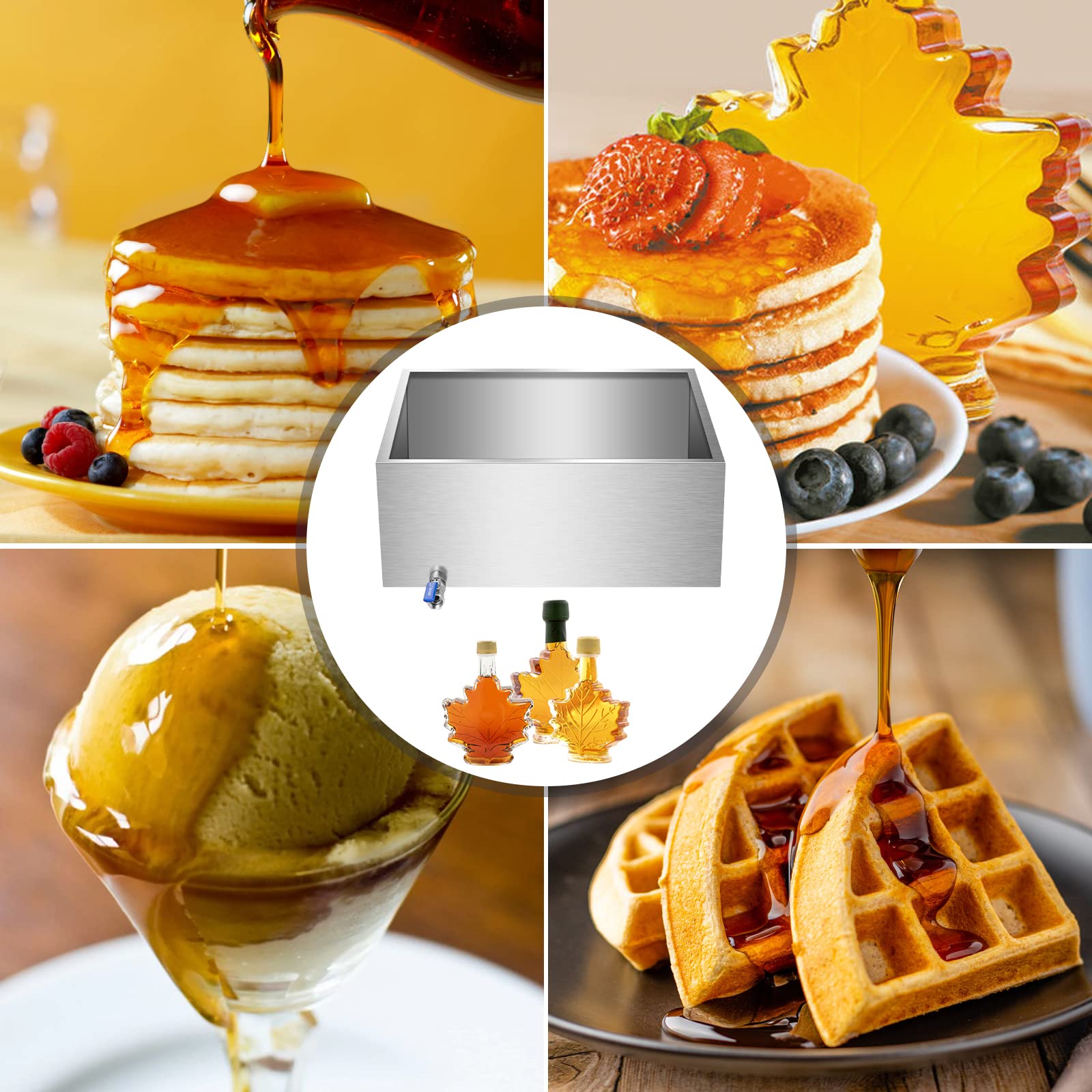 KODOM Maple Syrup Evaporator Pans, 24x24x9.5 Inch Stainless Steel Maple Syrup Boiling Pans with Valve for Boiling Maple Syrup