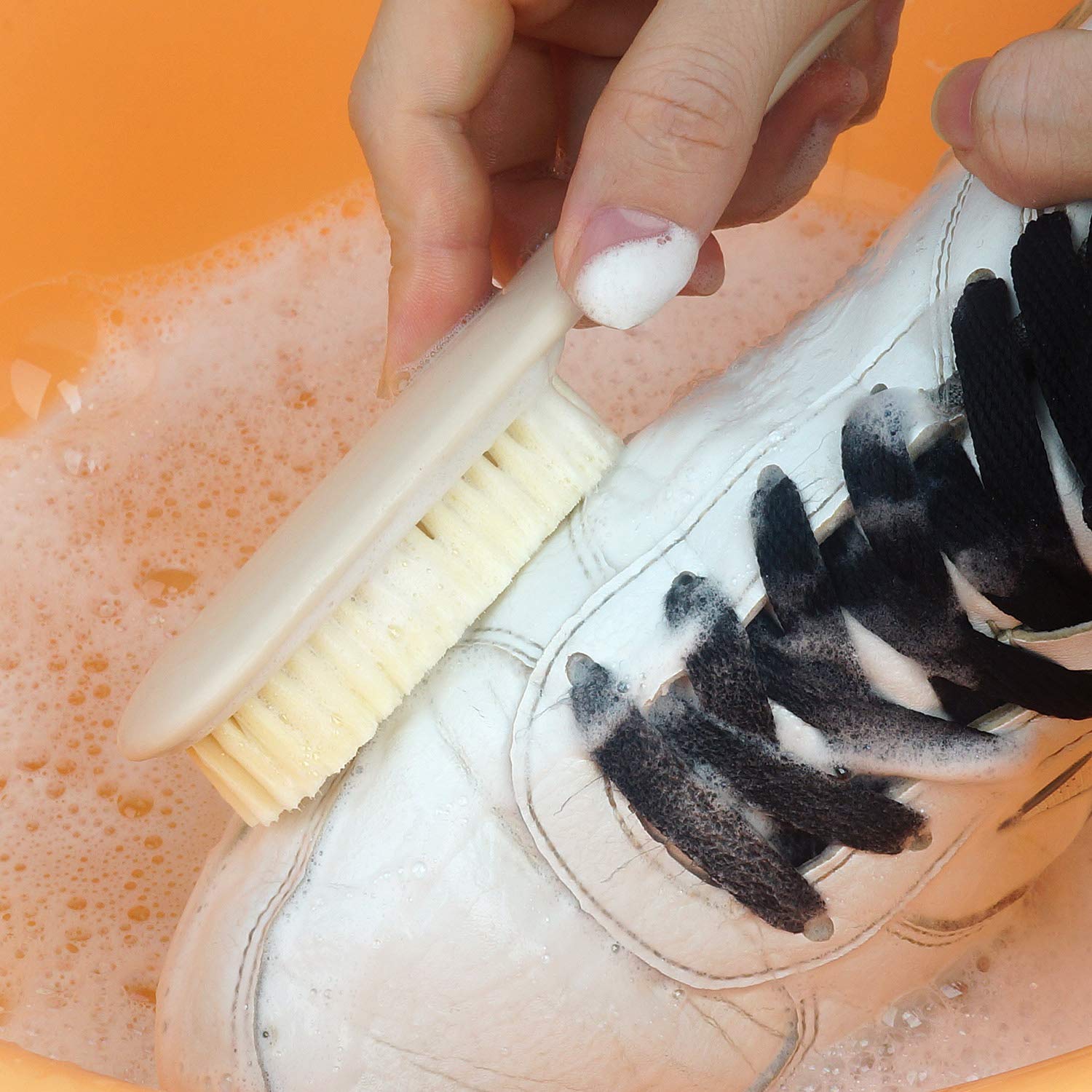 Everests Boot Brush Comfortable Plastic Handle Clothes Cleaner Shoes Scrubbing Soft Cleaning Brush (Pink, 2 Pack)