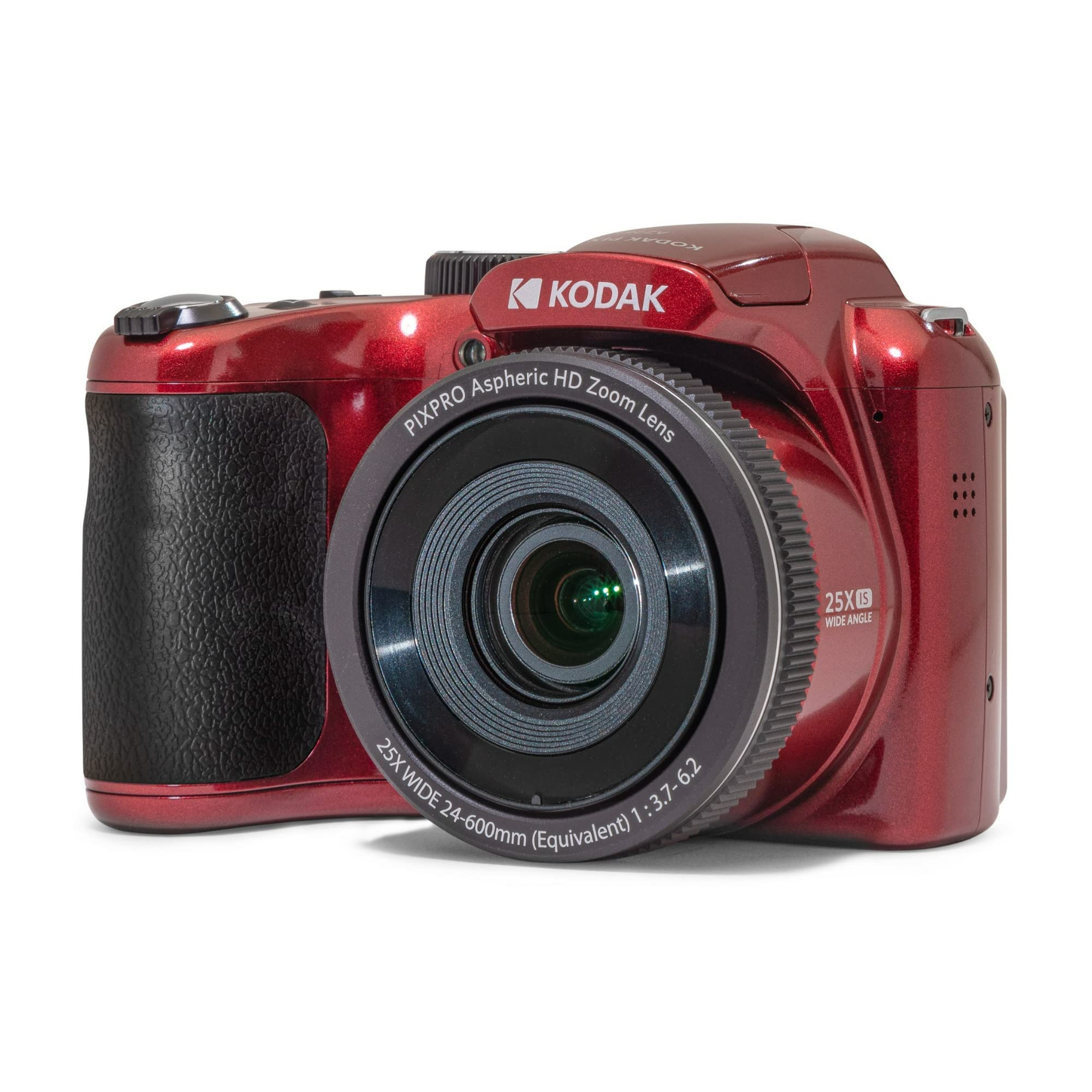 Kodak PIXPRO AZ255 Astro Zoom 16MP Digital Camera (Red) Bundle with 64GB Memory Card, High-Performance Ultra Alkaline AA Batteries (10-Pack), Camera Case and Accessory (4 Items)