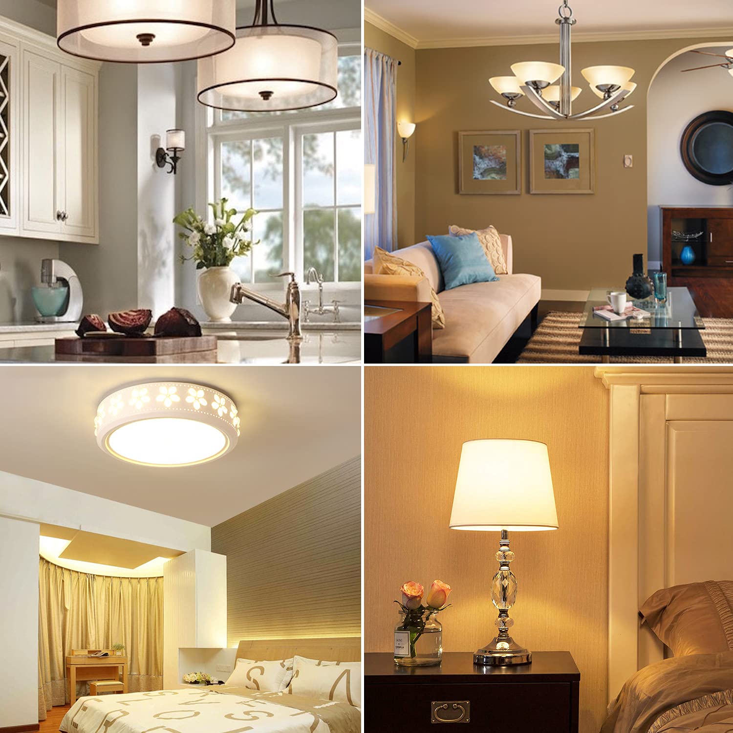 E12 LED Bulbs, Candelabra LED Bulbs 40Watt 60Watt Equivalent, Warm White 3000K 760 Lumen, 120V E12 Candelabra Light Bulbs for Ceiling Fan, Chandelier Lighting, Not Dimmable, 6Pack