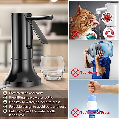 Souroyea Water Dispenser for 5 Gallon Bottle, Desktop 5 Gallon Water Dispenser with Detachable Base, Water Cooler Dispenser, Water Jug Dispenser, Portable Water Dispenser for Universal 1-5 Gallons