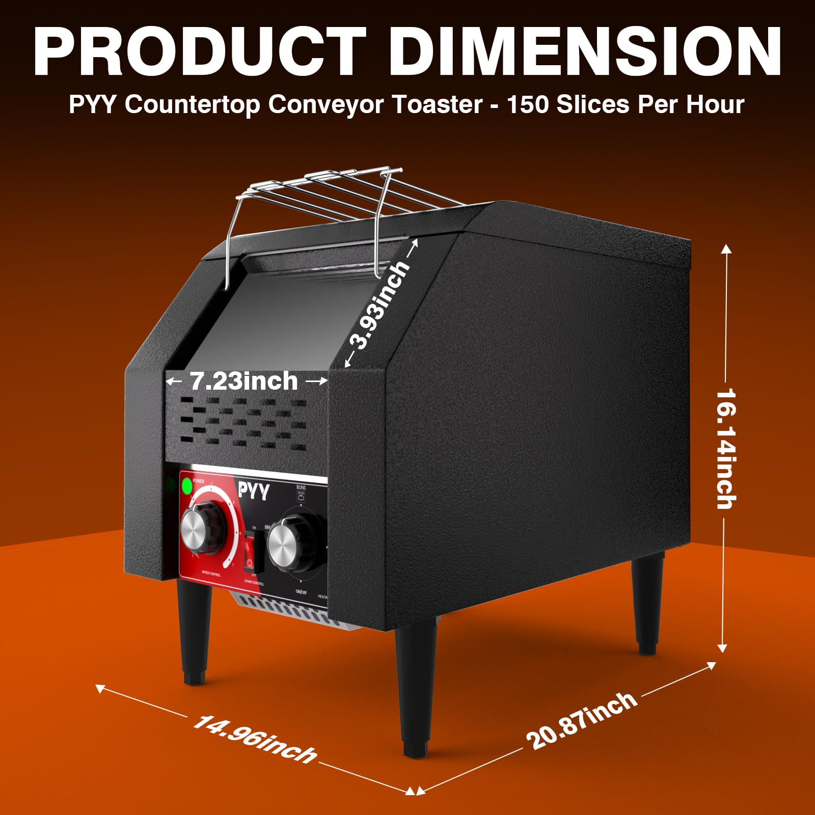 PYY Commercial Conveyor Toaster with Electric Stainless Conveyor, Heavy Duty Toaster for Restaurant Bun Bagel Bread (150 Slices/h Black)