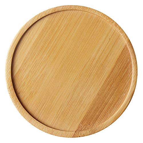 Lawei 20 Pack Bamboo Plant Saucers - 3.34 Inch Round Plant Succulent Pot Tray for Succulent Plant Flower Pot Holding Drainage Water