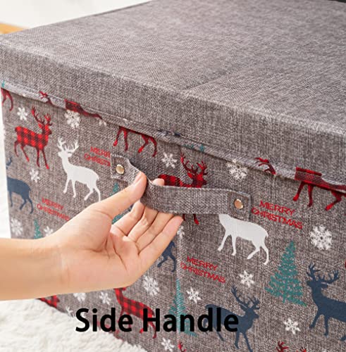 Nopuper Large Toy Box Storage Organizer with Lid,2 Packs, Foldable Shelf Storage Bins, Sturdy PP Interlayer,Hard Bottom and Sides, 20"*16"*12"