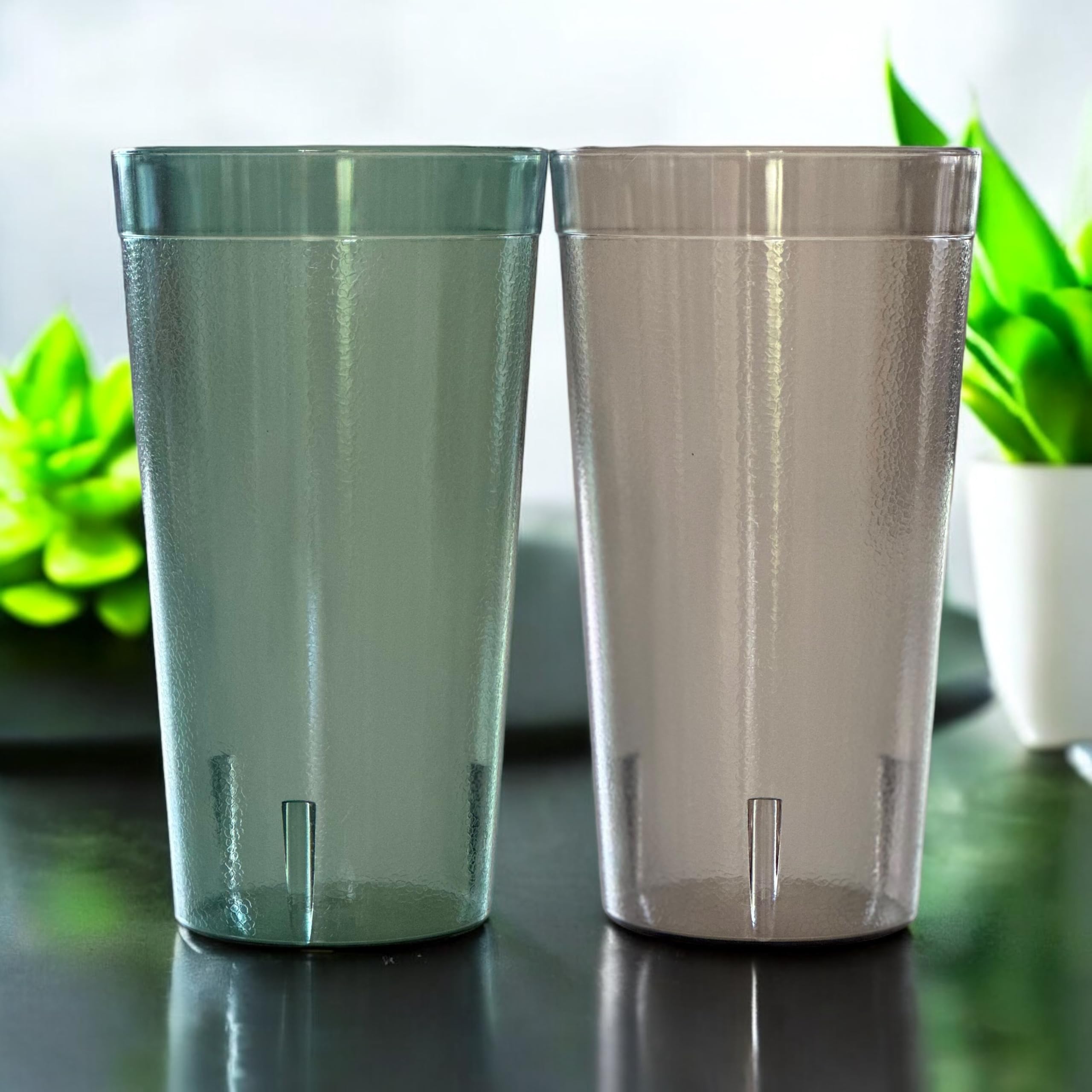 Oojami 20-ounce Plastic Reusable Tumblers, Assorted Colors Water Cups, Restaurant Style Drinking Glasses Set, Stackable, BPA-Free, Shatterproof, Top-Rack Dishwasher Safe (8, Earthy Elegance)