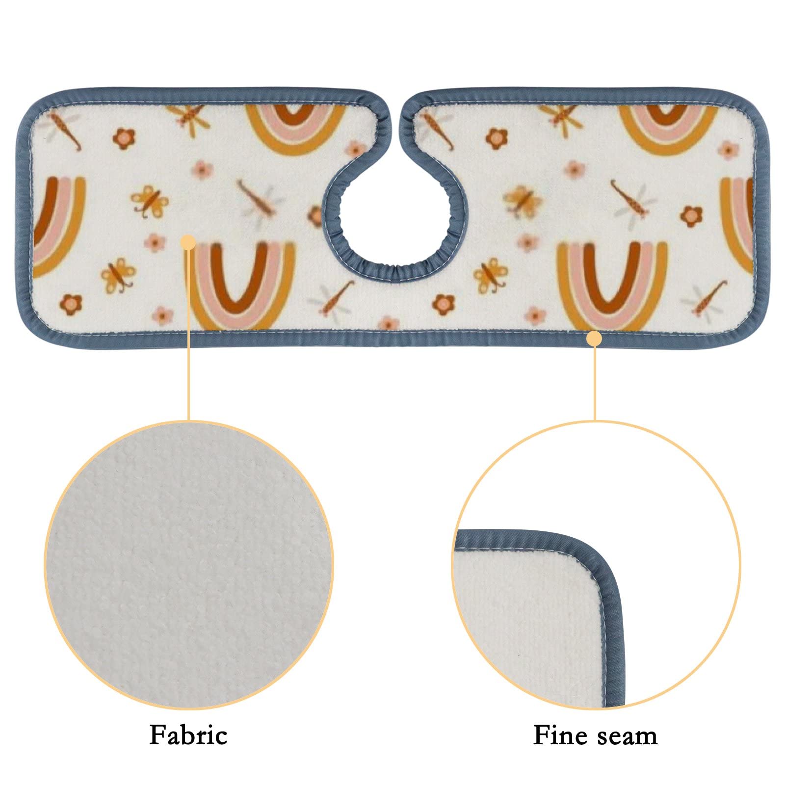 Kitchen Faucet Absorbent Mat 3 Pieces Boho Dragonflies Flowers Butterflies Faucet Sink Splash Guard Bathroom Counter and RV,Faucet Counter Sink Water Stains Preventer