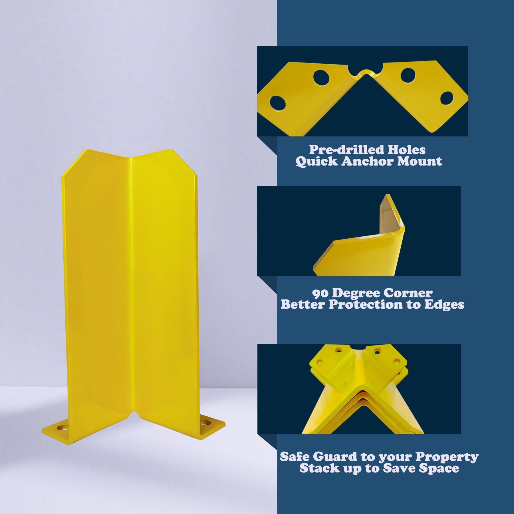 Pallet Rack Post Protectors 12" Height Steel Pallet Rack Guard, Safety Yellow Pallet Edge Protectors (2 Packs)