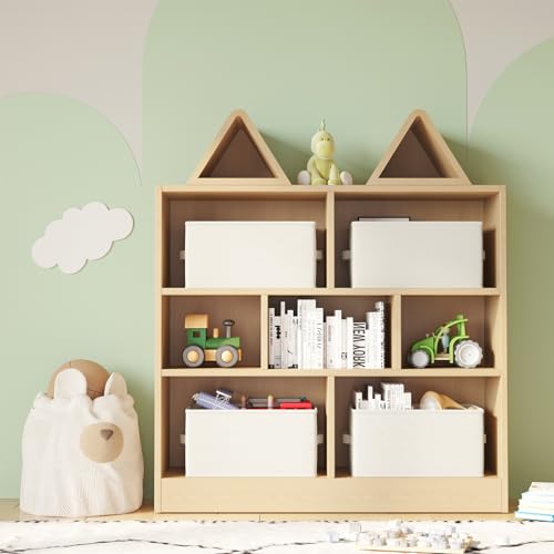 LayerSpace Storage Bins, Collapsible Storage Bins, 3 Pack Linen Fabric Storage Bins for Organization, Durable Storage Bins for Closet, Shelves, Clothes,Toys, 14.75" L*10.25" W*8" H, Beige