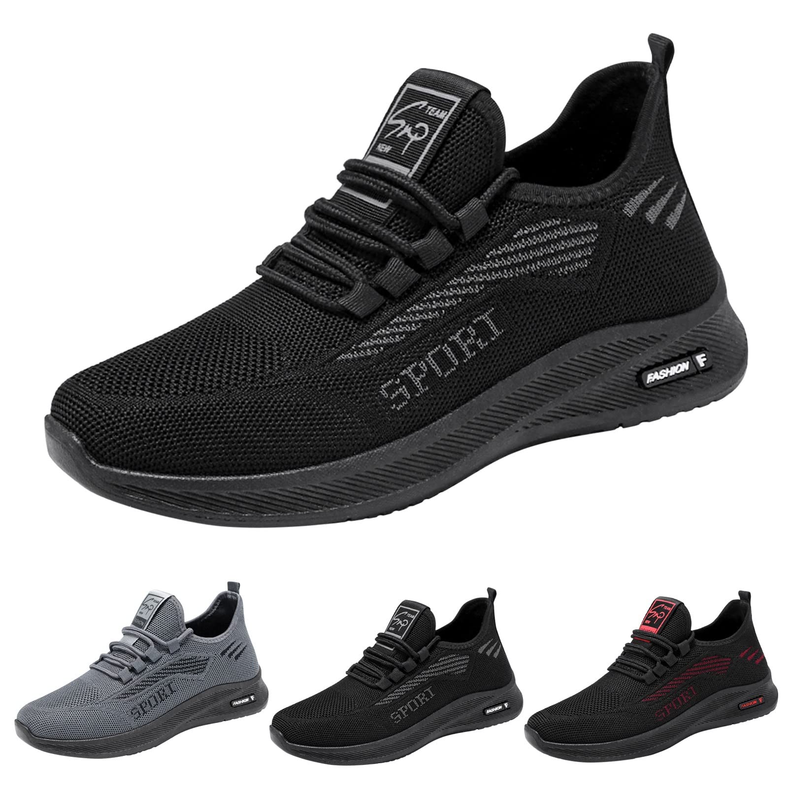 FASDNENDYS Fashionable Autumn Men Sports Shoes Flat Fly Woven Mesh Breathable Comfortable Lace Mens Sneaker Boots Size 11