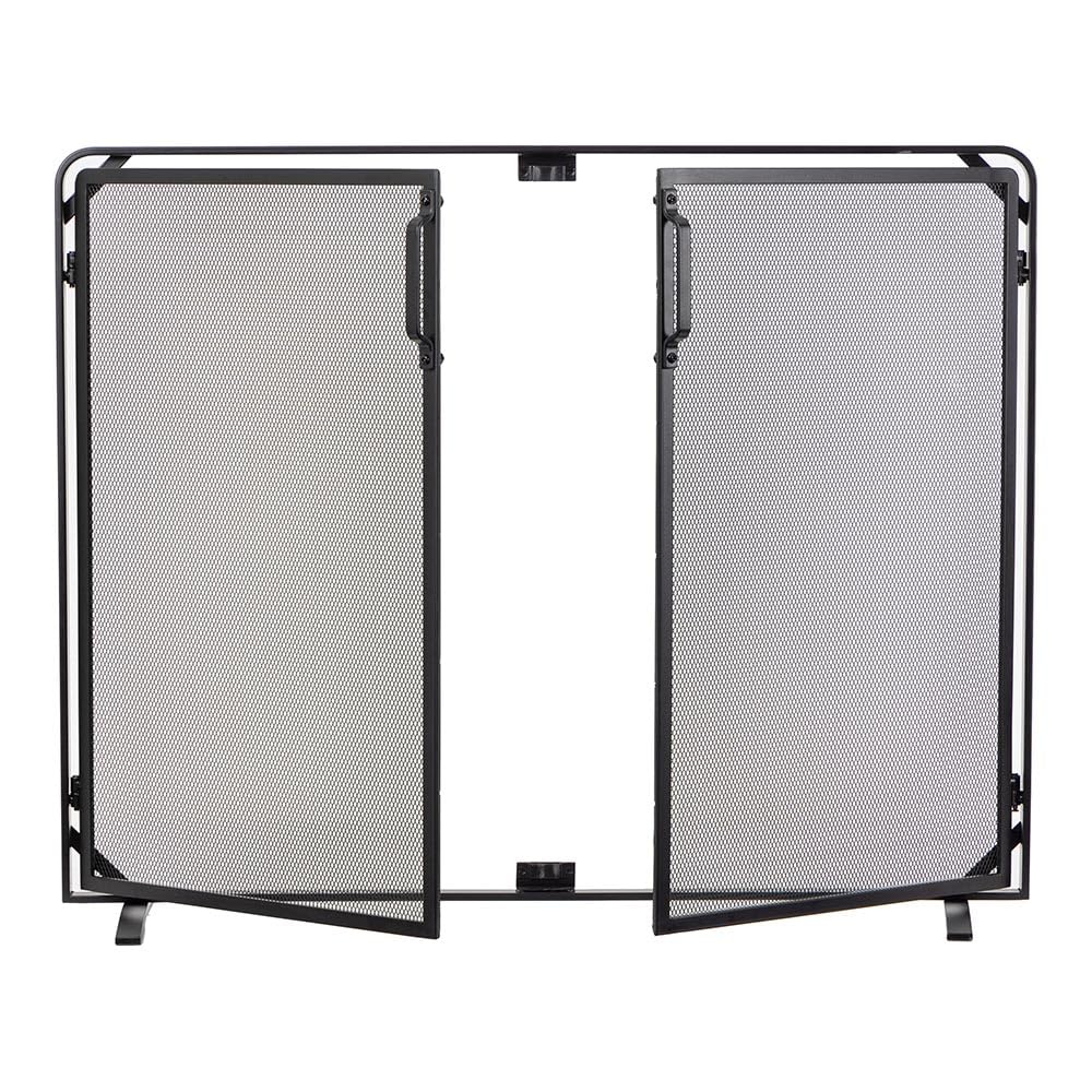Modern Ember Gatsby Mesh Fireplace Screen in Aged Brass | Single Panel, Heavy-Duty Steel Frame with Powder-Coated Finish | Mesh Screen is Heat & Corrosion Resistant | Fits Standard Fireplaces