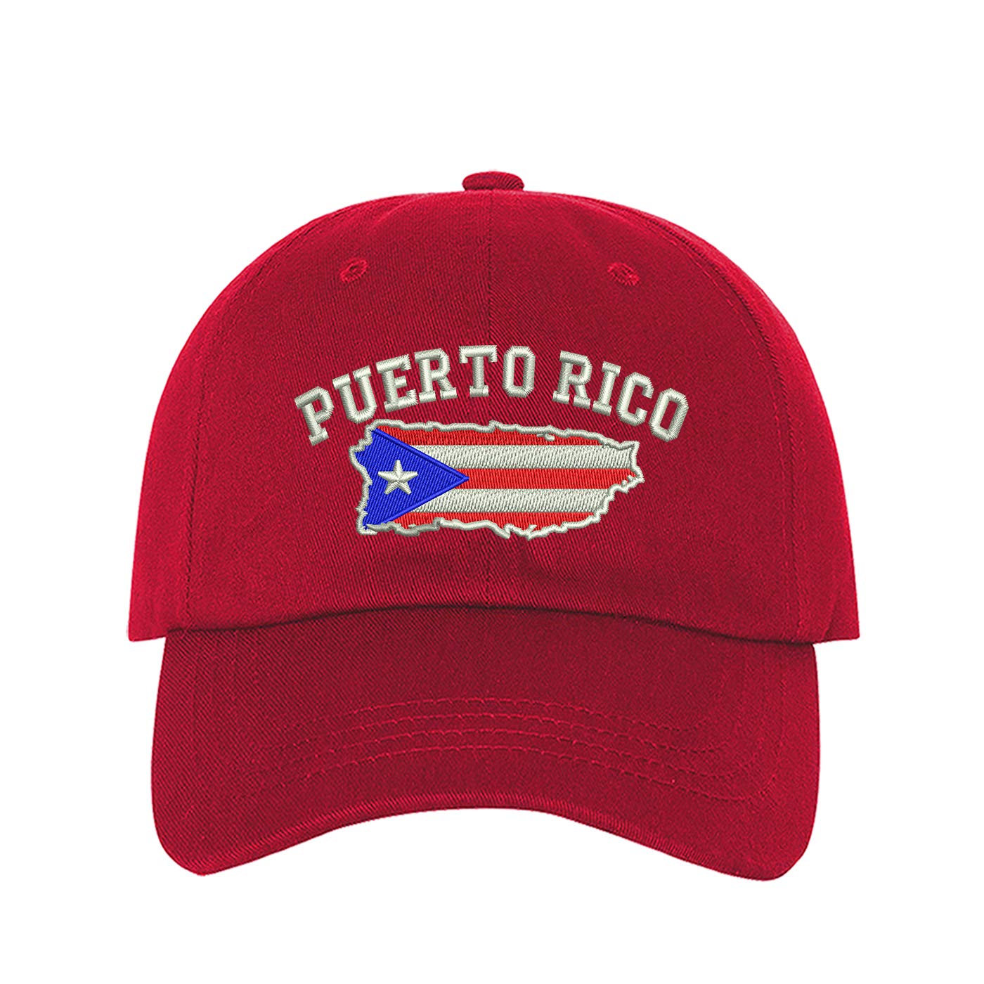 DSY Lifestyle Puerto Rico Map Baseball Cap - Boricua Baseball Hat Dad Hat Unisex (RED)