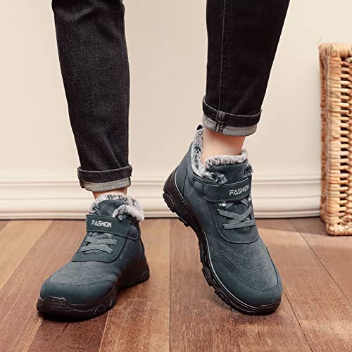 FASDNENDYS Women's Winter Boots Toe Sport Shoes Round Men Warm Flat Winter Keep Boots Hiking Shoes Men Lightweight Grey